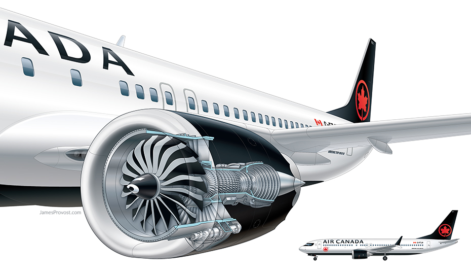 Boeing 737 Engine Cutaway James Provost Technical Illustrator
